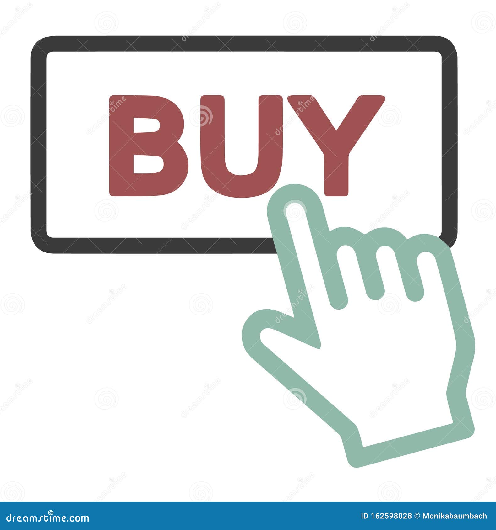 Vector Web Shopping Icon of Finger of Hand Clicking on `Buy` Button ...