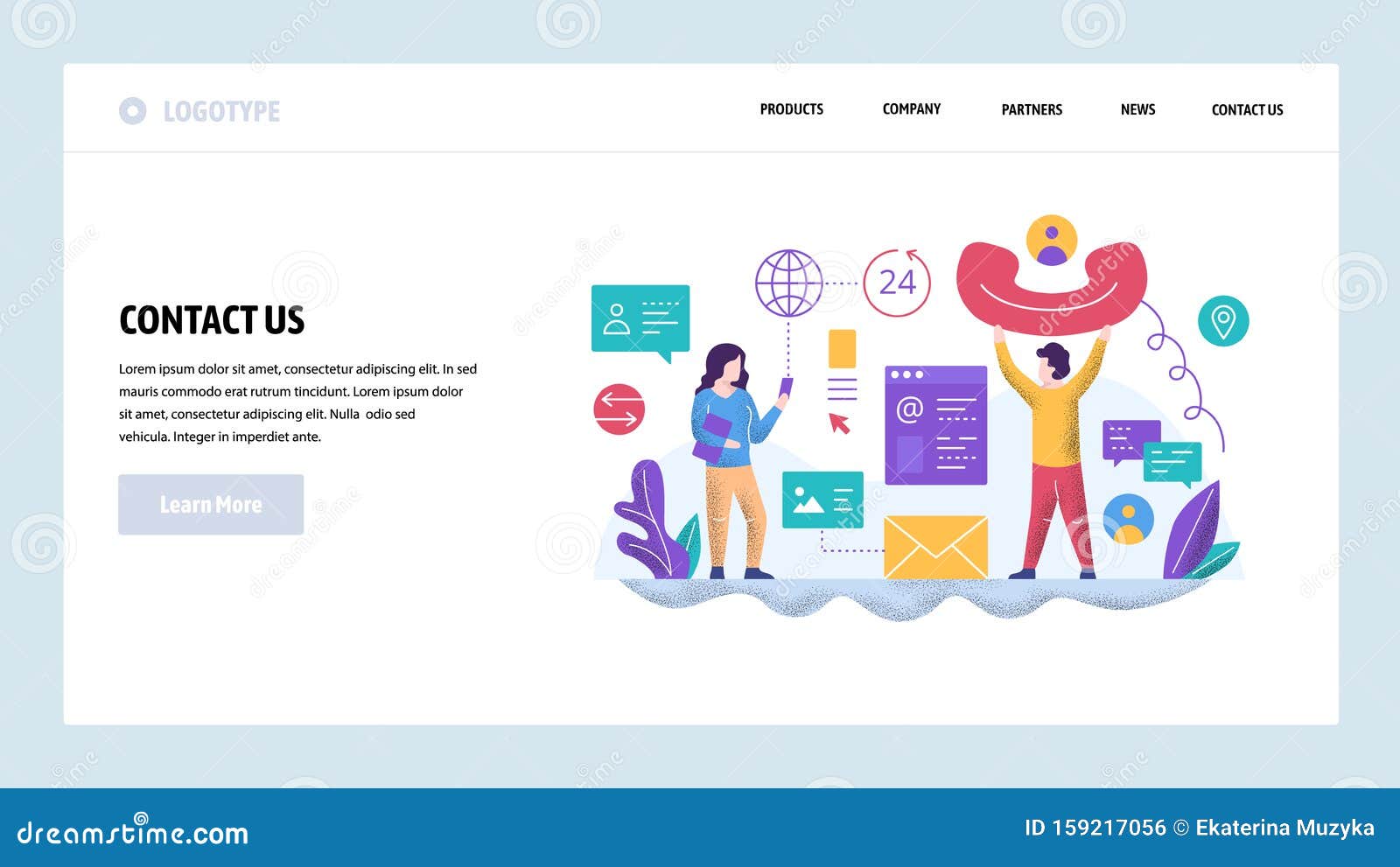 Vector Web Site Design Template. Call Center And Helpline Support ...