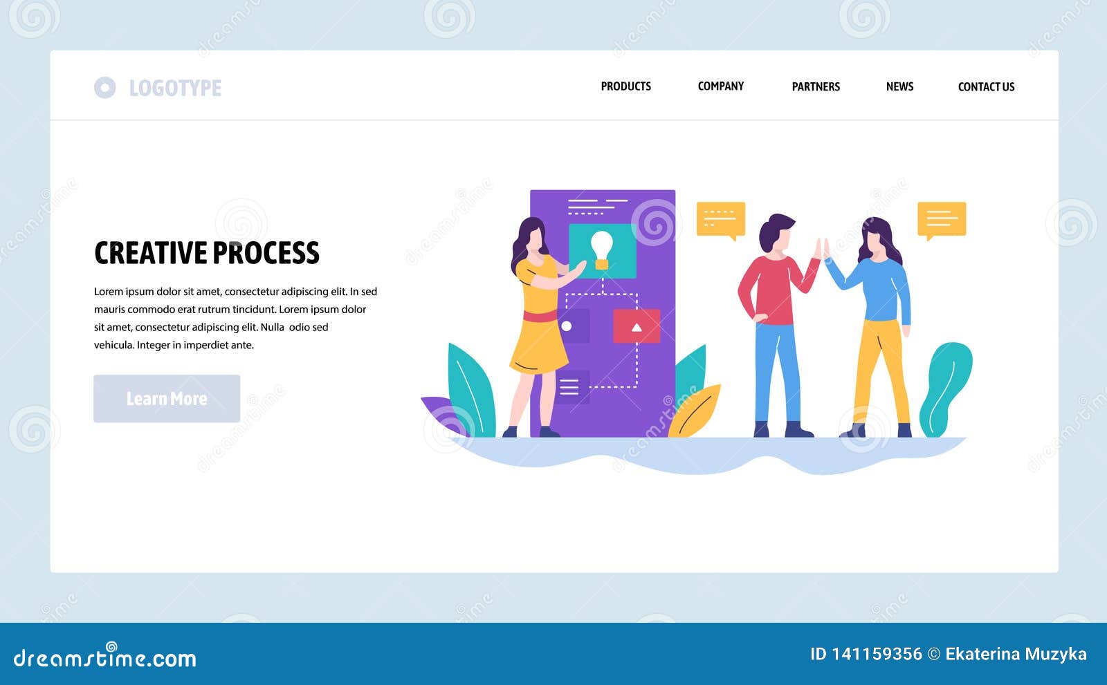 Vector Web Site Design Template. Creative Idea and Business Team ...