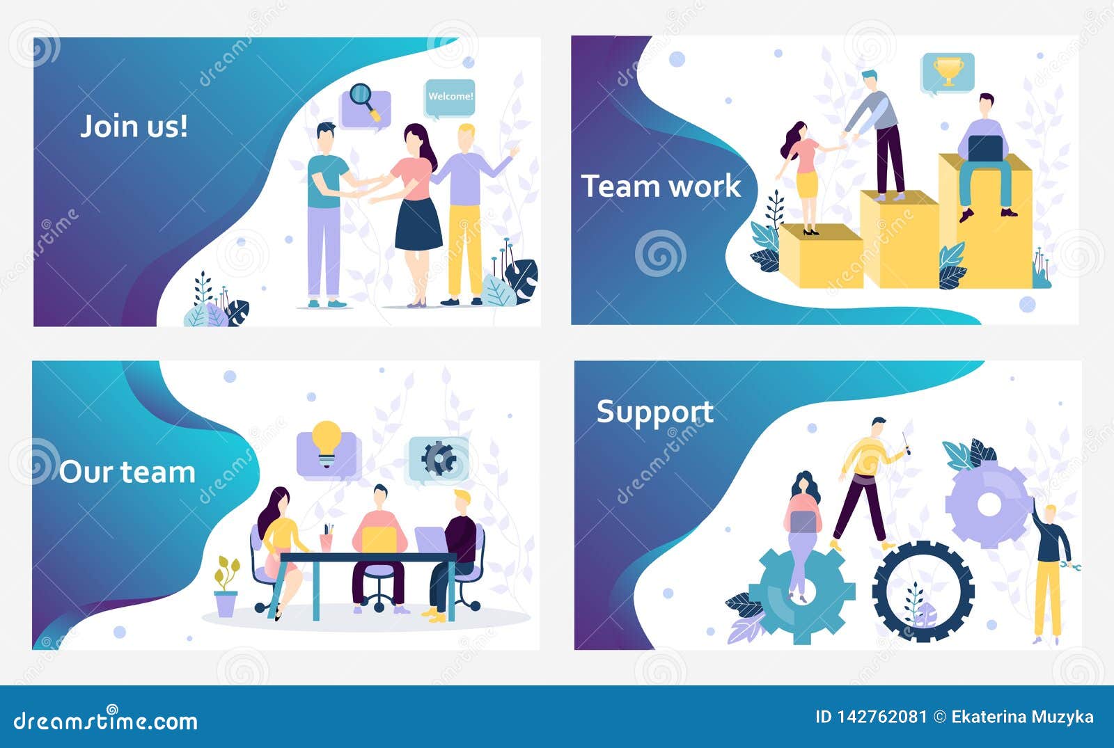 Vector Web Site Design Template. we are Hiring and Join Us Landing ...