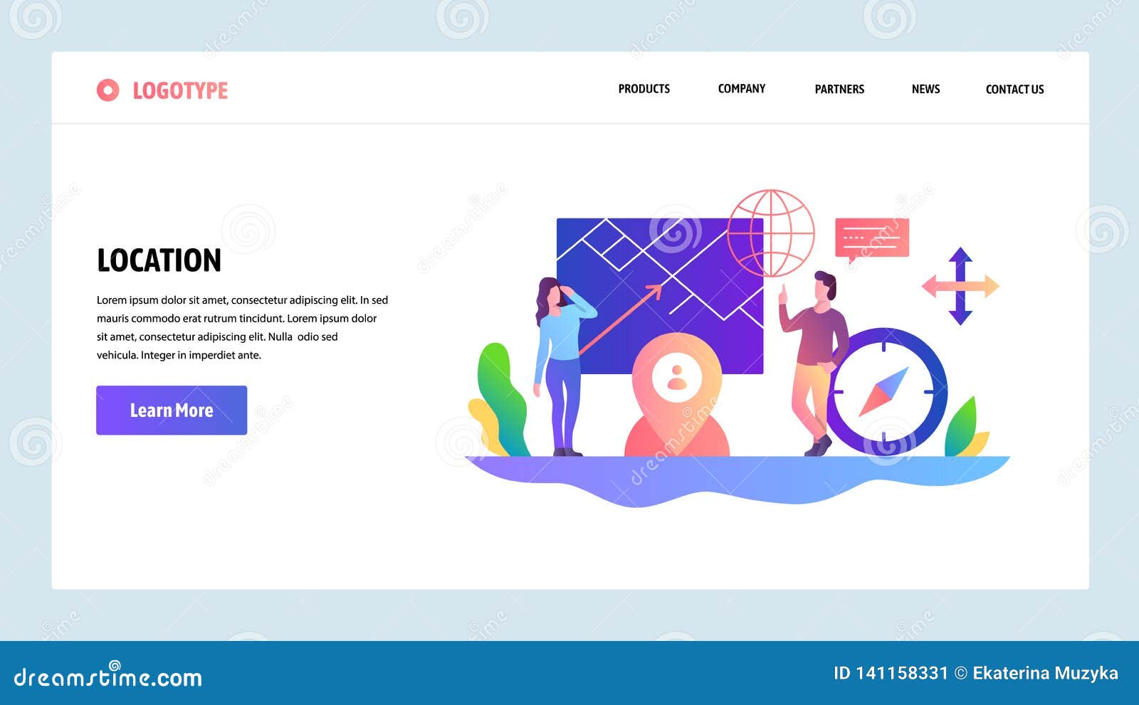 Vector Web Site Design Template. Navigation, Location and Pin Place ...