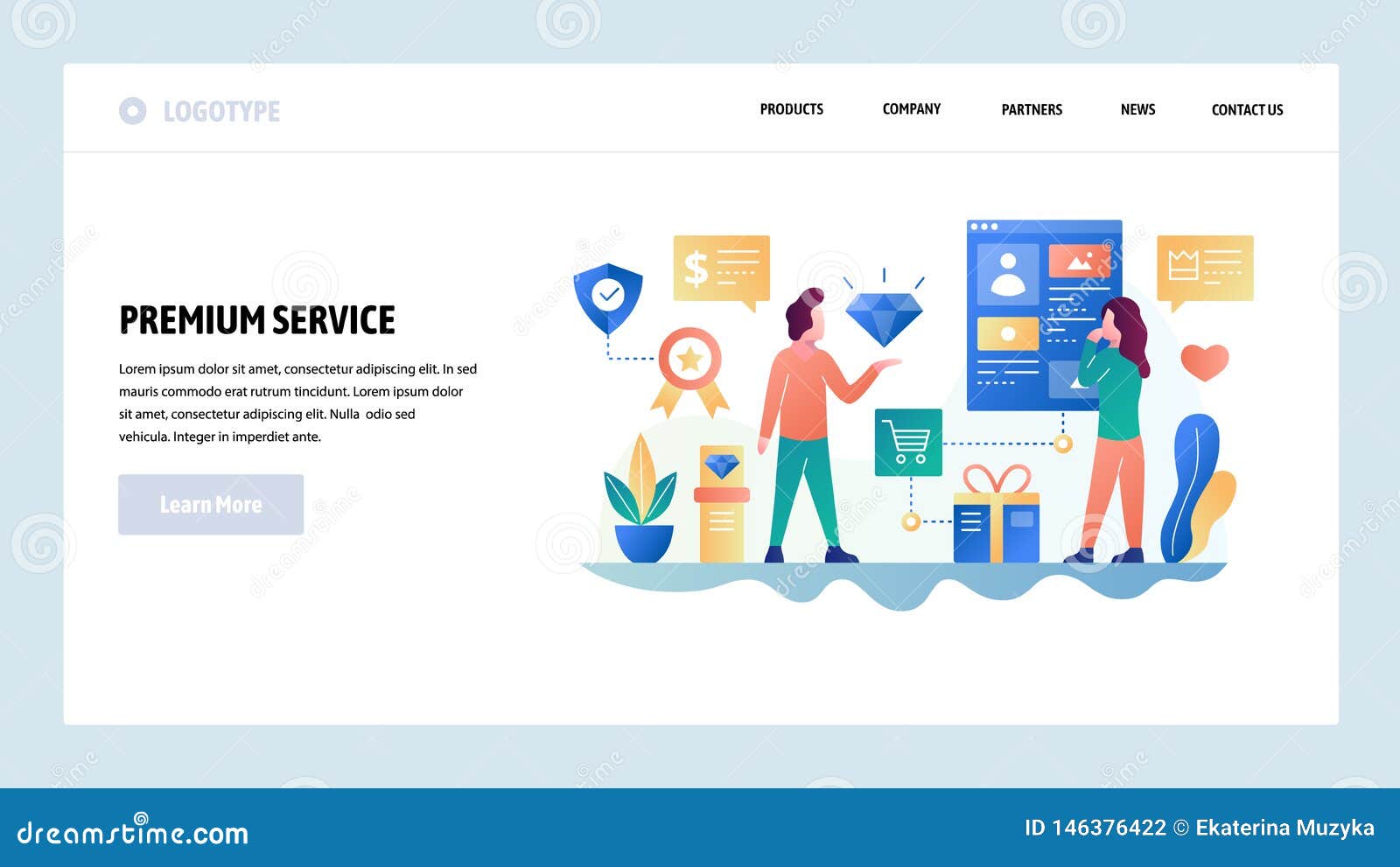 Vector Web Site Design Template. Premium Quality Customer Service ...
