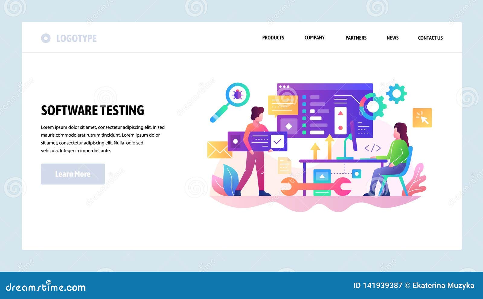 Vector Web Site Design Template. Software Development and Code Test ...