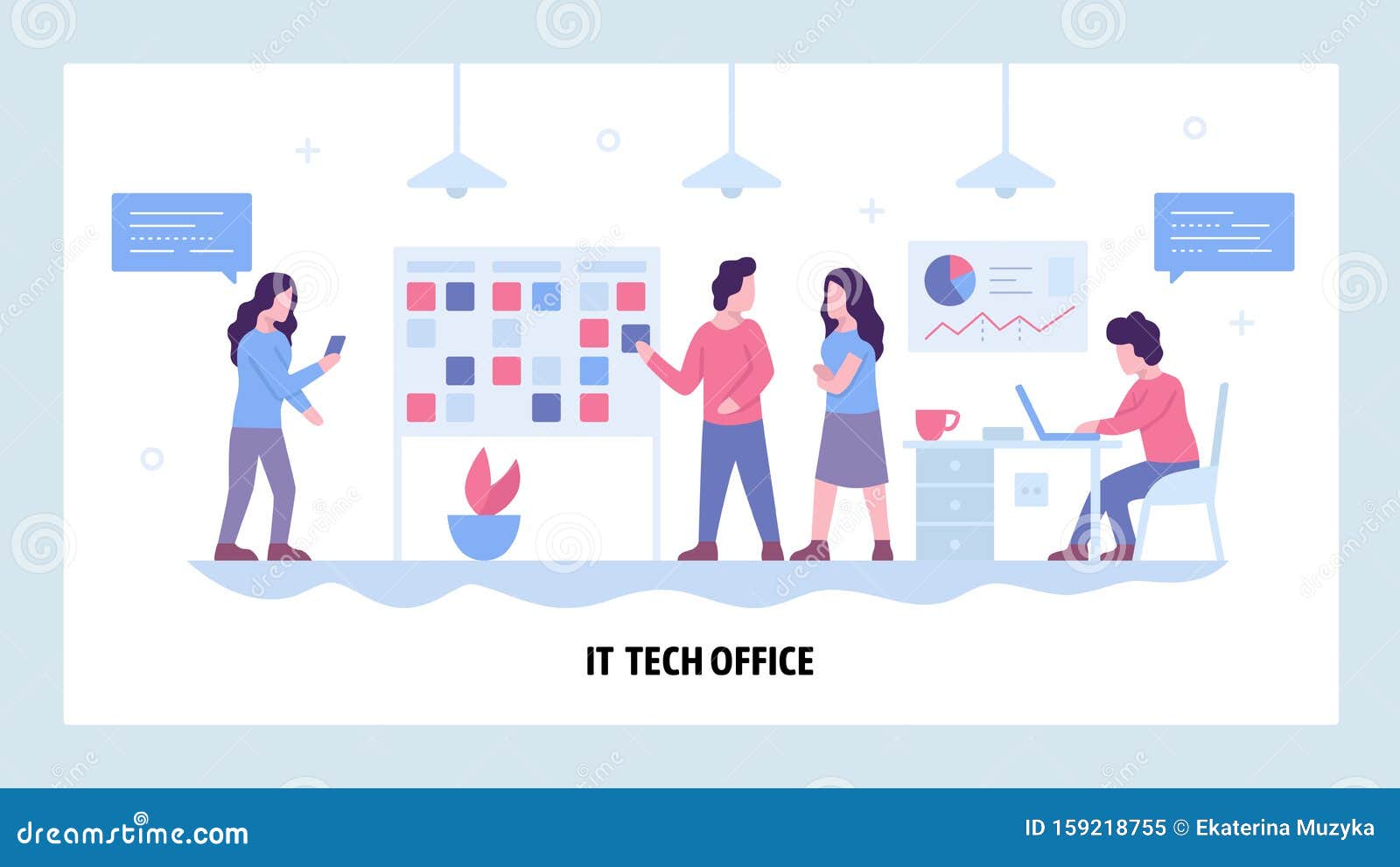 Vector Web Site Design Template. Software Development Company Office ...