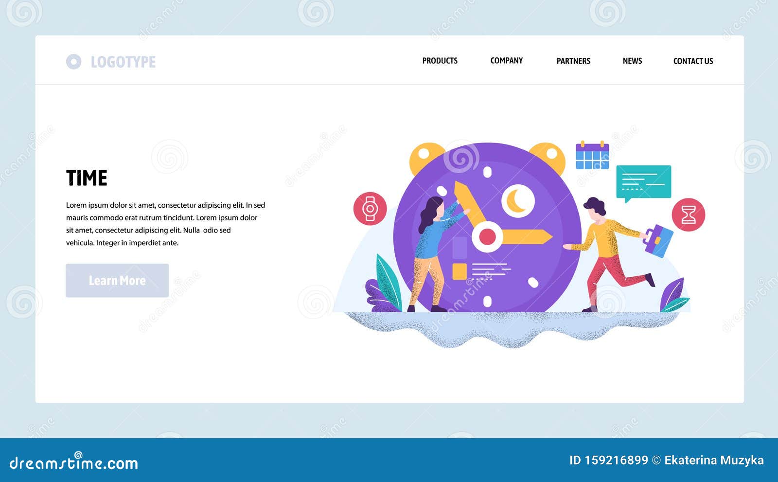 Vector Web Site Design Template. Time Management and Control. Business ...