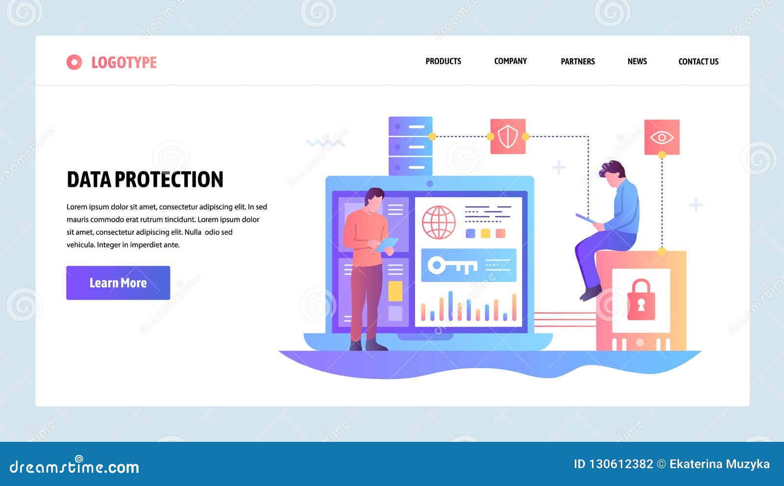 Vector Web Site Gradient Design Template. Data Protection, Cyber ... Vector Web Site Gradient Design Template. Data Protection, Cyber ...