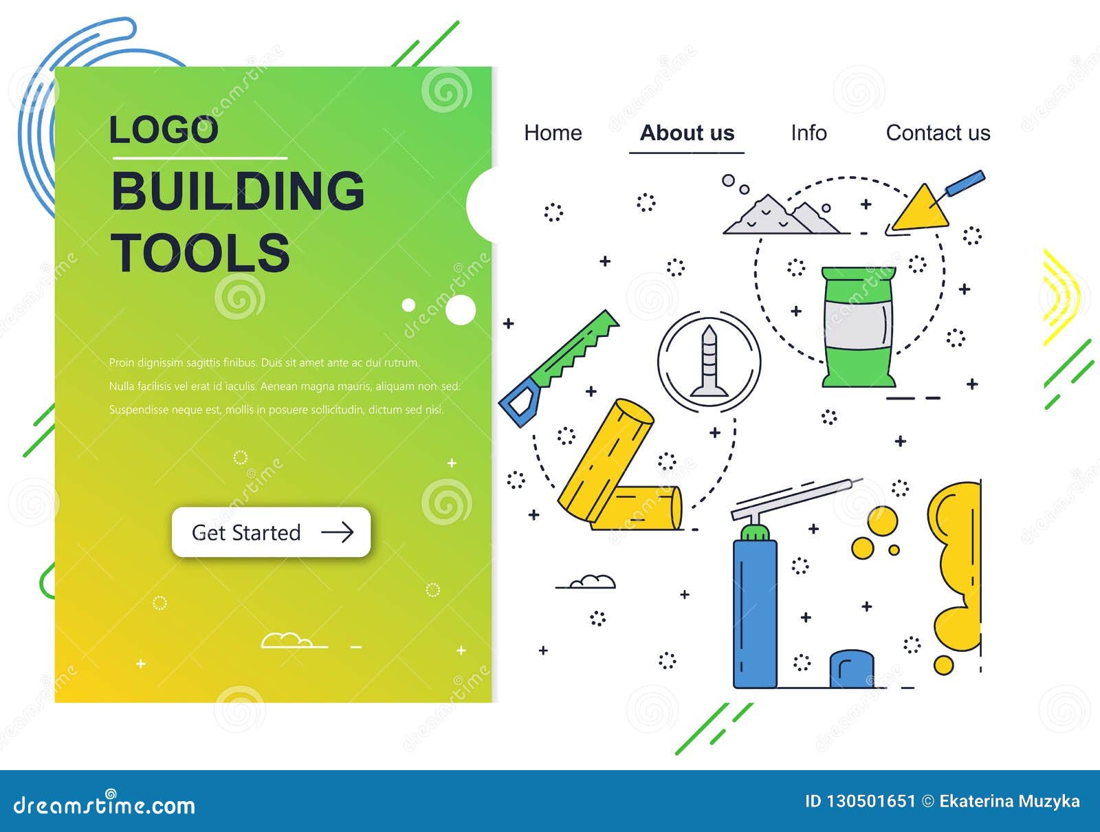 Vector Web Site Linear Art Design Template. Building Constraction ...