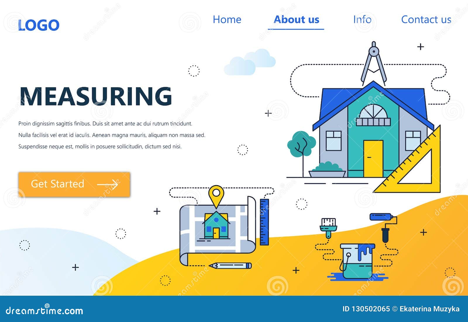 Vector Web Site Linear Art Design Template. House Construction Building ...