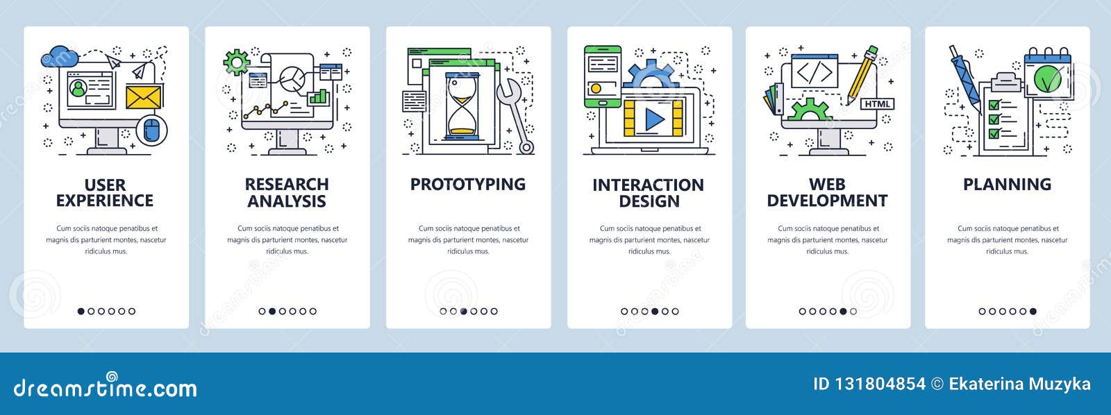 Vector Web Site Linear Art Onboarding Screens Template User Experience Prototyping And Web