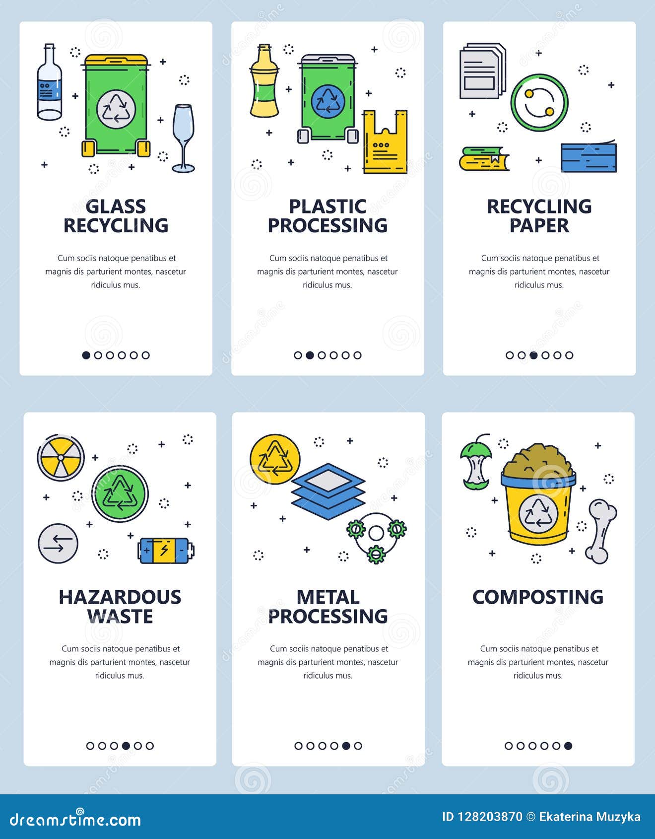 UI UX GUI Template Set Of Waste Sorting And Recycling Process. Vector ...
