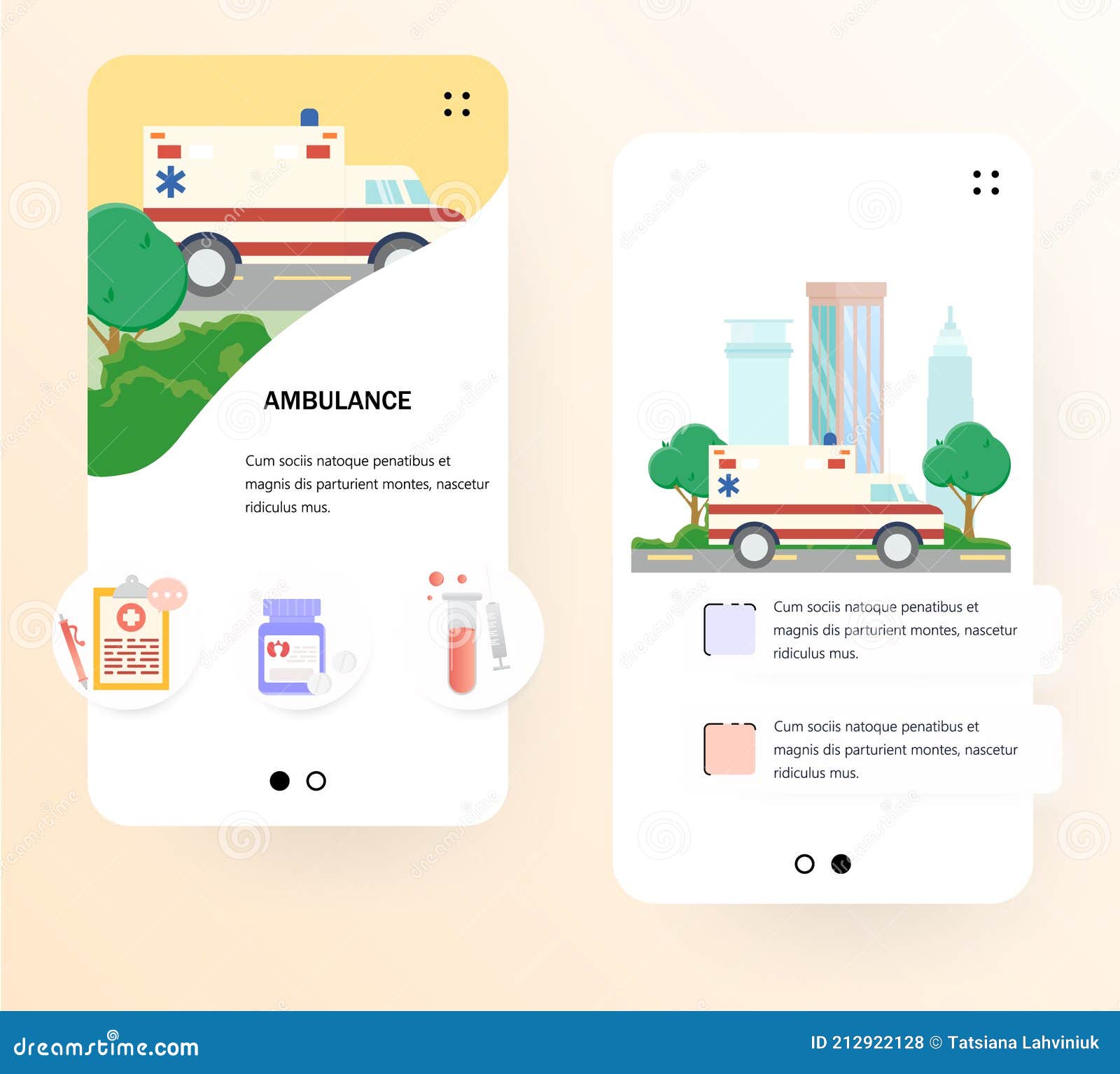 Ambulance Onboarding Screens Template Stock Vector - Illustration of ...