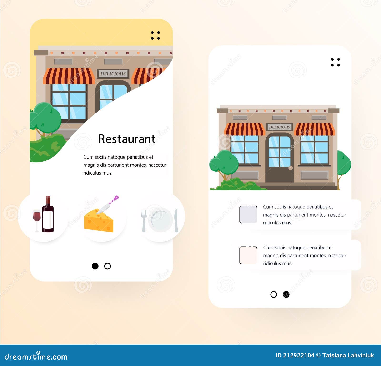 Restaurant Onboarding Screens Template Stock Vector - Illustration of ...