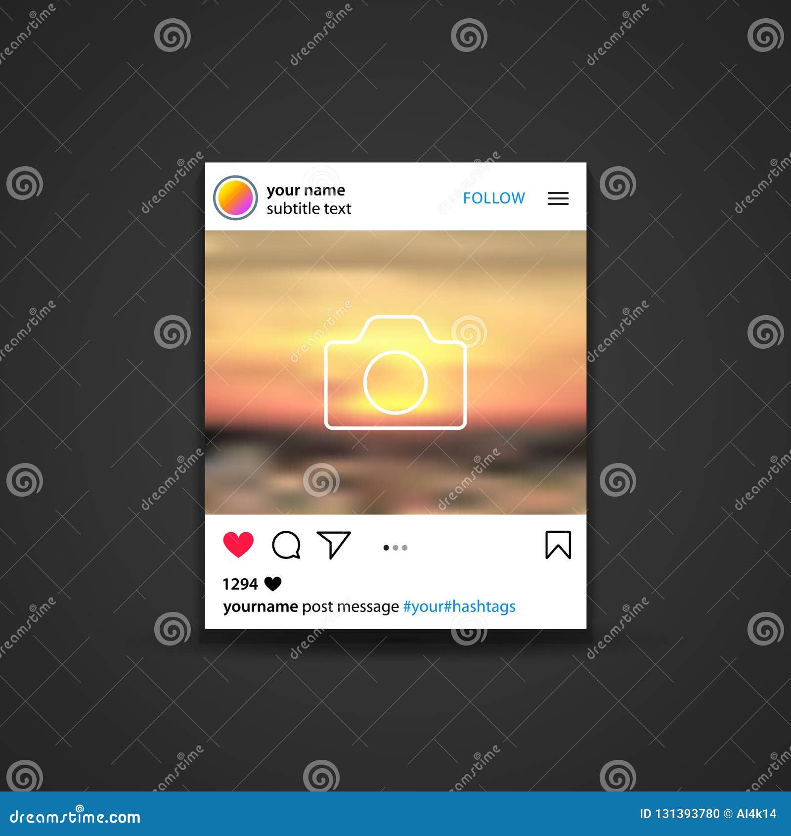 Vector Web Visual Content Social Networks Post Message Frame Template ...