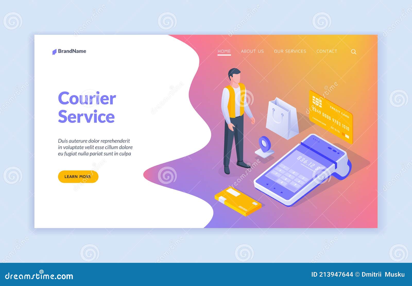 Vector Website Banner for Convenient Courier Service Stock Vector ...