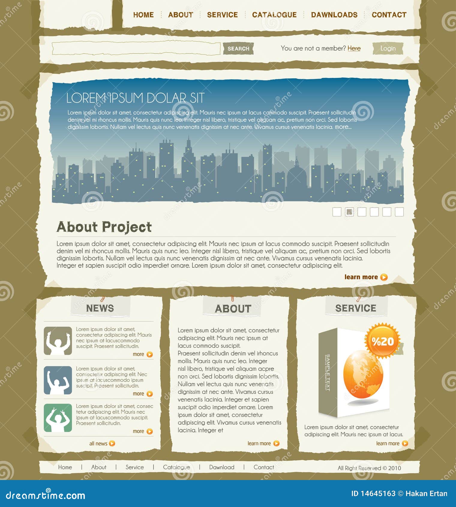 Vector Website Design Template Stock Vector - Illustration of cardboard ...