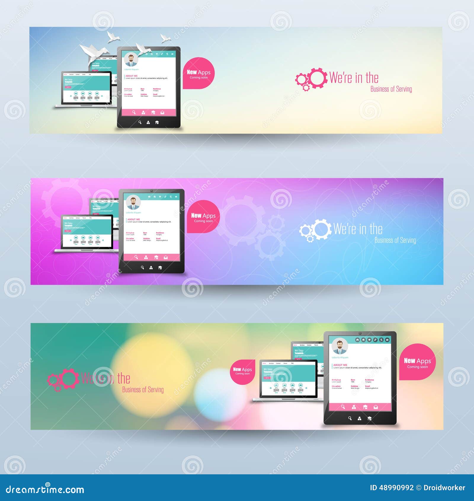 Vector Website Headers, Smart Phone Promotion Banners Stock Vector ...