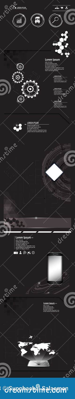 Vector Website One Page Design Template Technology Concept Stock ...