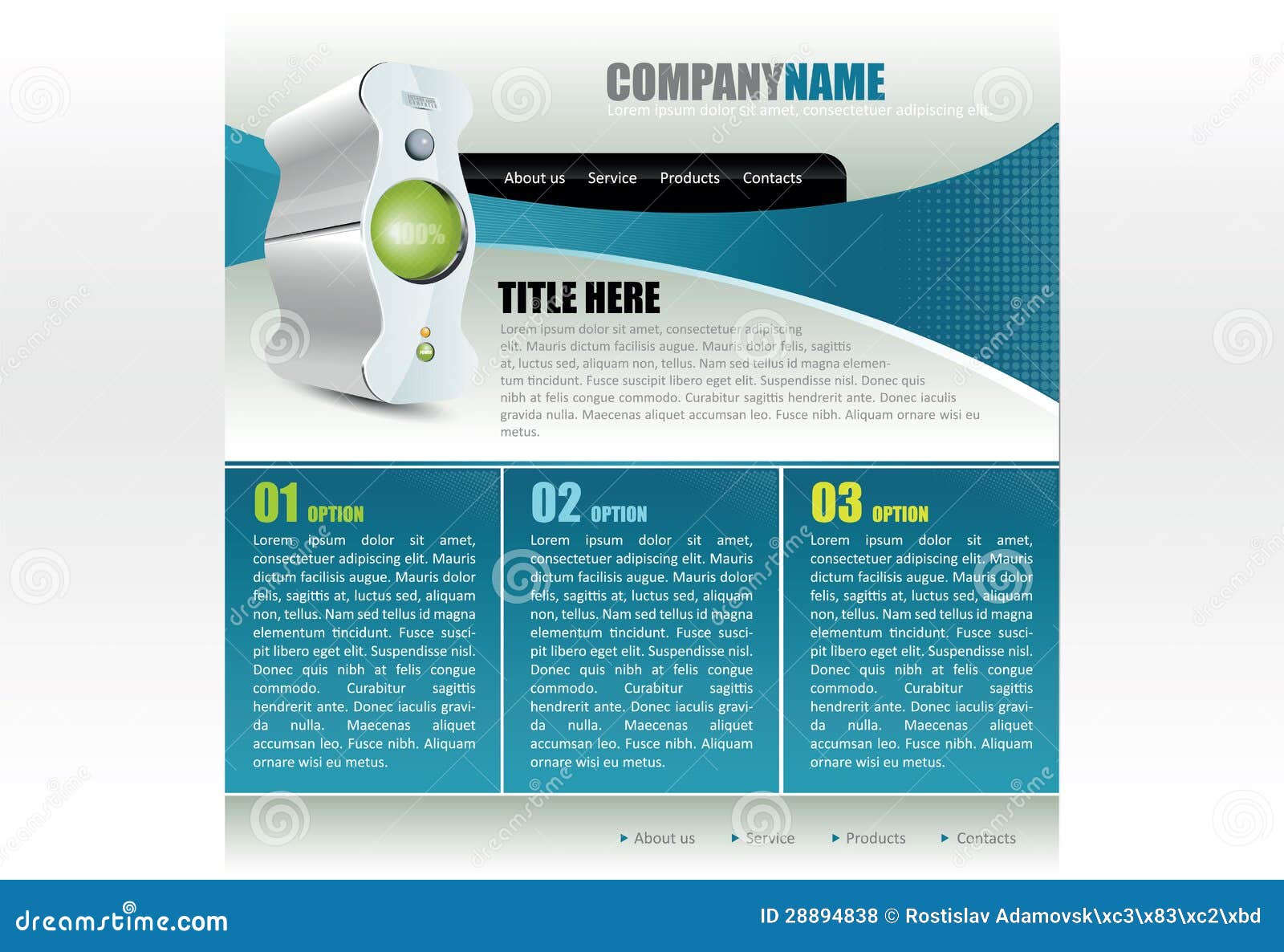 Vector Website Template for Computer Company Stock Vector ...