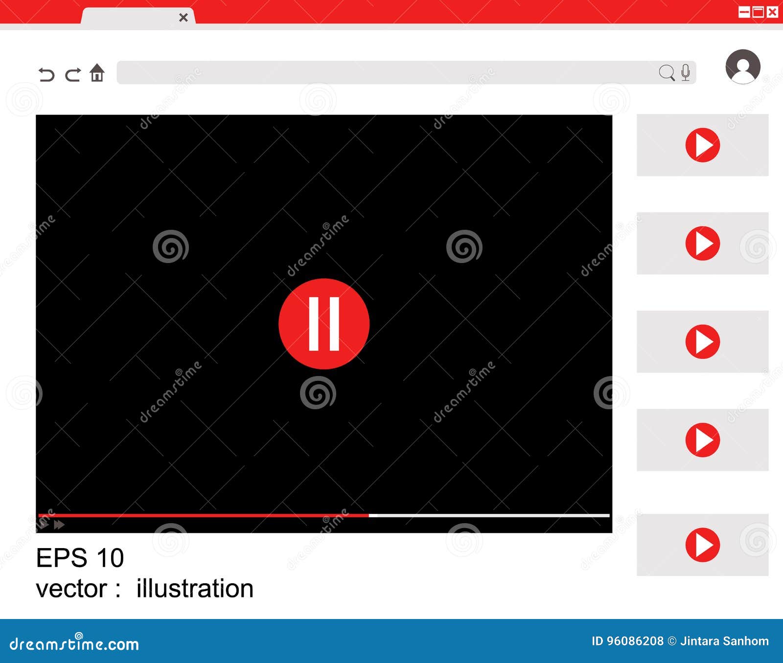 Vector Website Window Design Flat. User with Video Player Interface ... Vector Website Window Design Flat. User with Video Player Interface ...