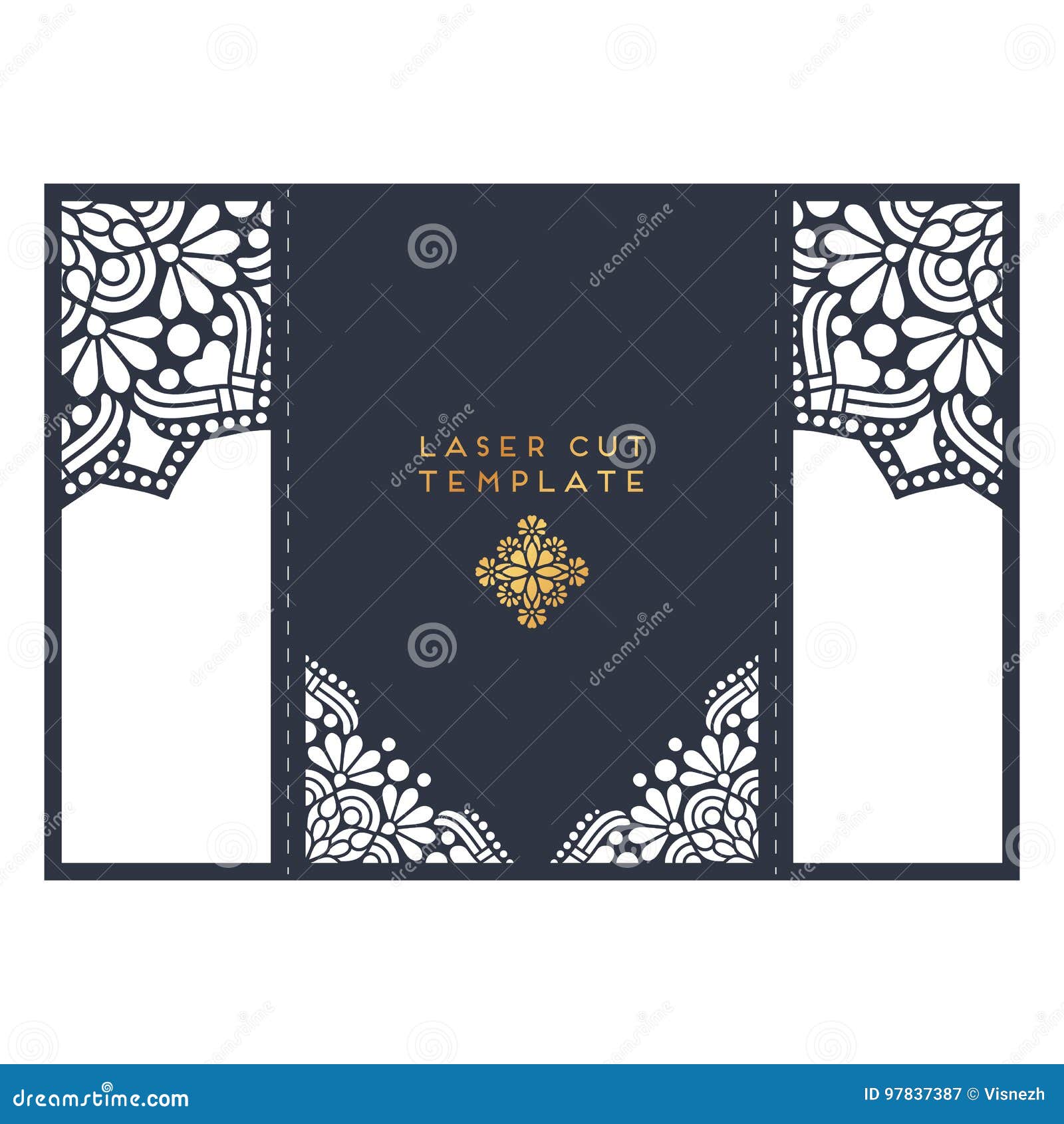 Vector Wedding Card Laser Cut Template. Vintage Decorative Elements ...