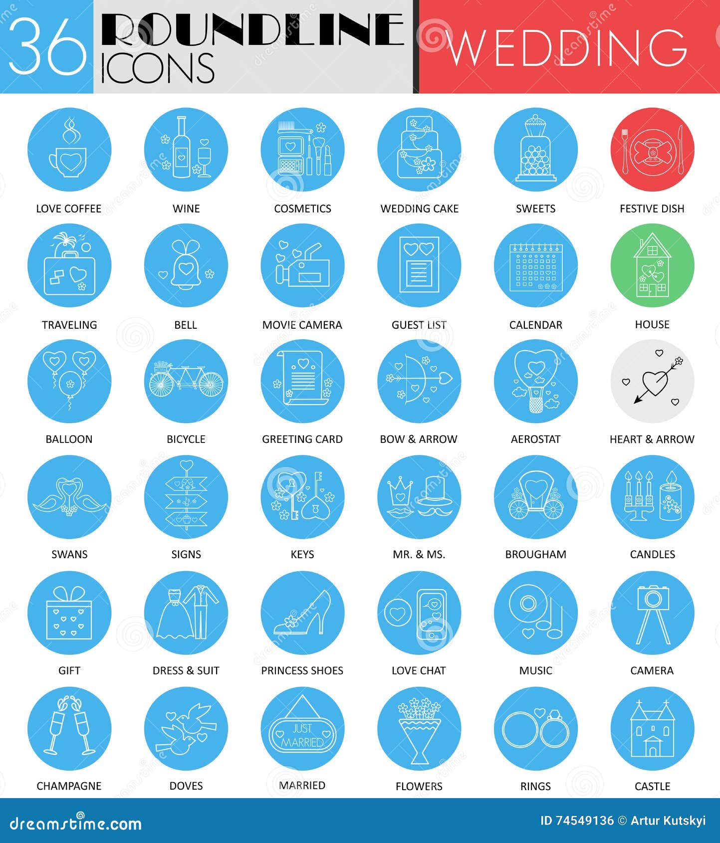 Vector Wedding Circle White Black Icon Set. Modern Line Black Icon ...