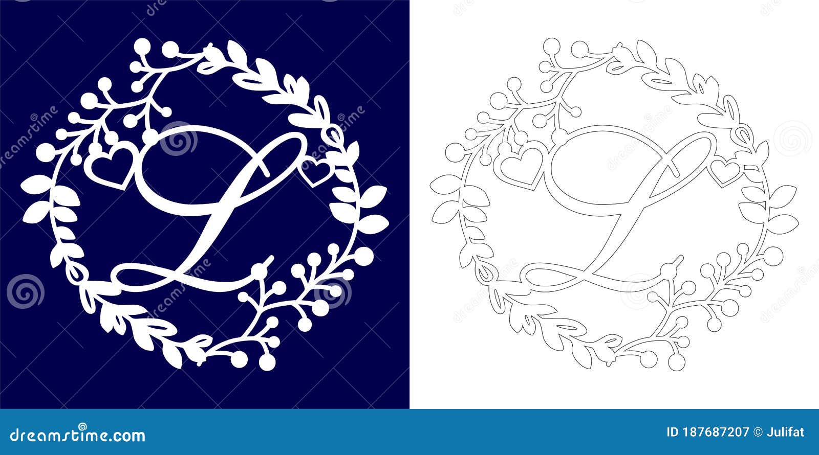 Vector Wedding Initial Monogram for Laser Cutting. Letter L of the ...