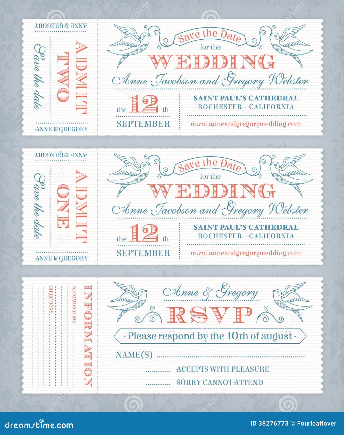 Vector Wedding Invite Tickets Stock Vector - Illustration of party ...