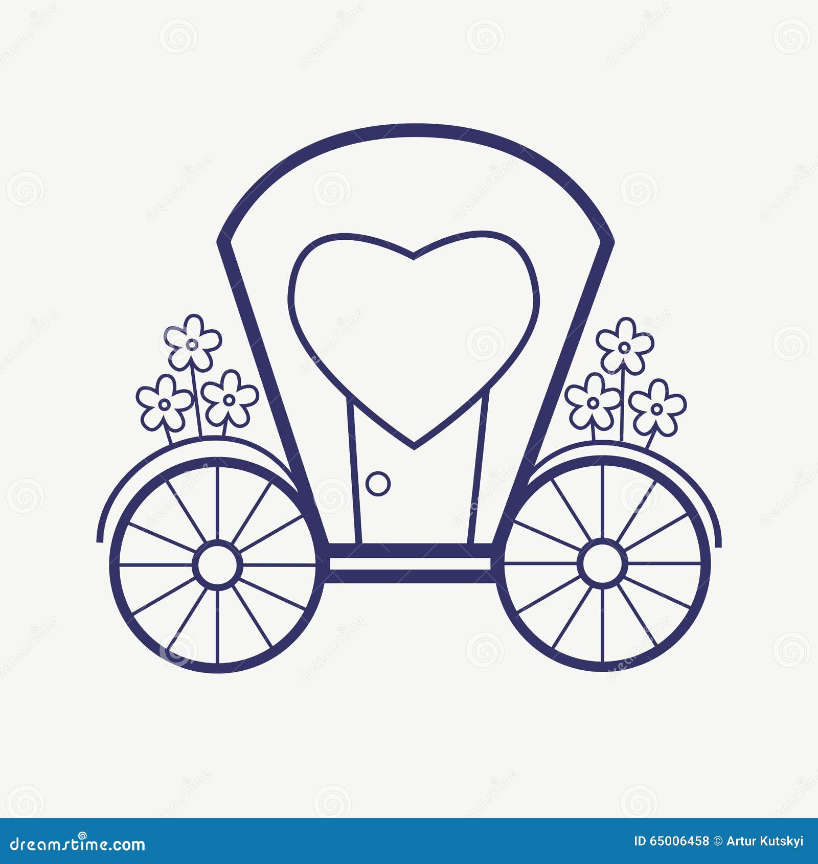 Vector Wedding Outline Carriage Icon Set. Elegant Thin Line Style ...