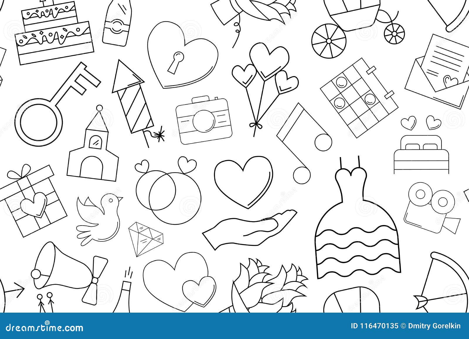 Vector Wedding Pattern. Wedding Seamless Background Stock Vector ...