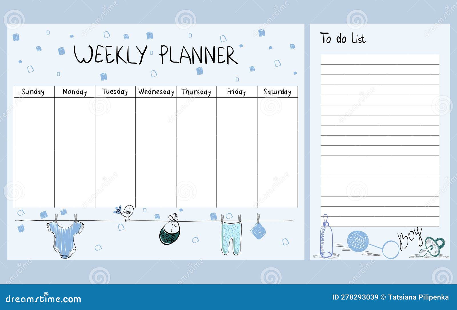 Vector weekly planner stock vector. Illustration of cute - 278293039