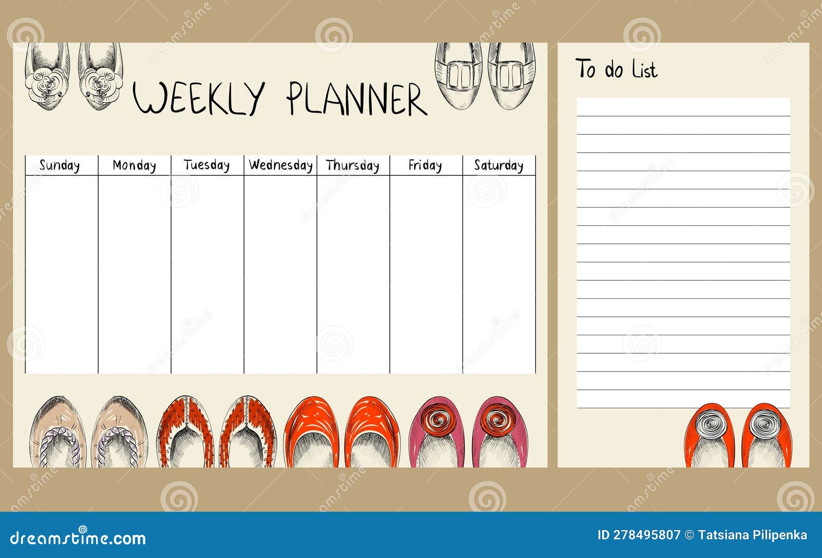 Vector weekly planner stock vector. Illustration of printable - 278495807