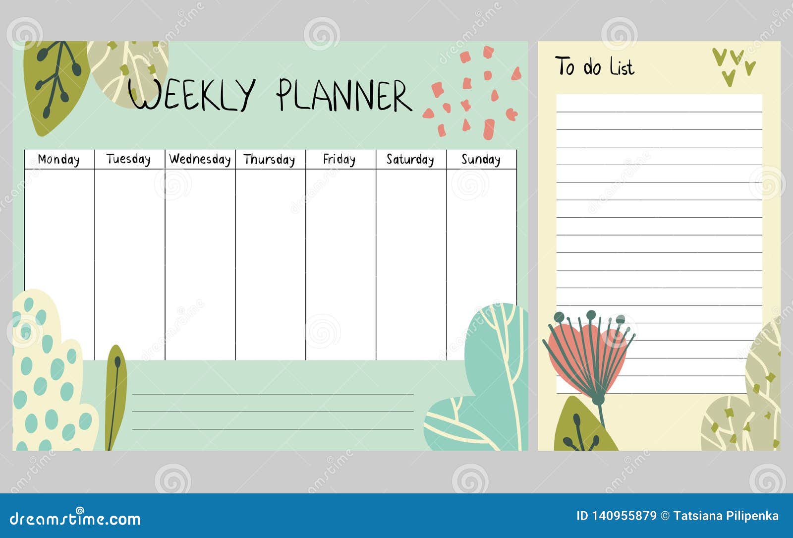 Vector Weekly Planner Template. | CartoonDealer.com #158644601