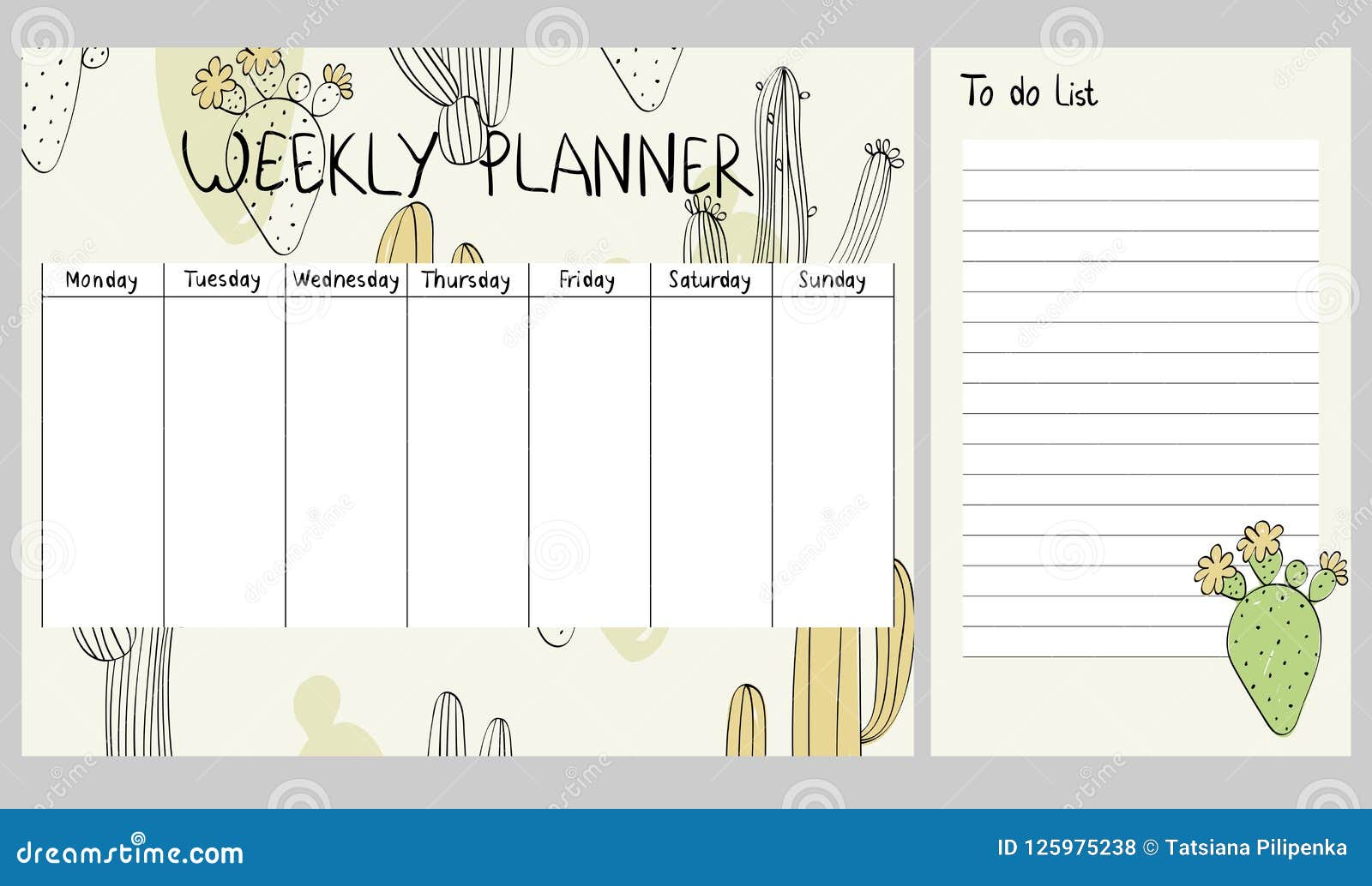 Vector weekly planner stock vector. Illustration of artwork - 125975238
