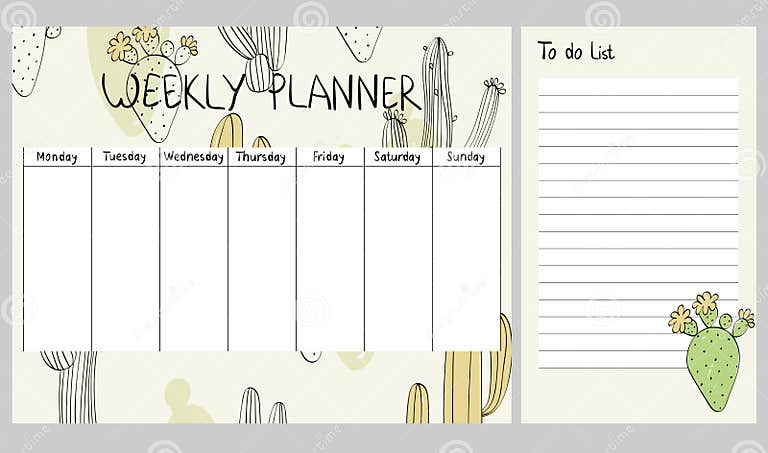 Vector weekly planner stock vector. Illustration of artwork - 125975238