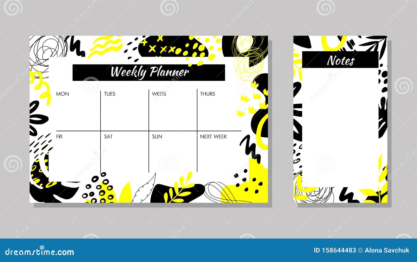 Vector Weekly Planner Template. Stock Vector - Illustration of organize ...