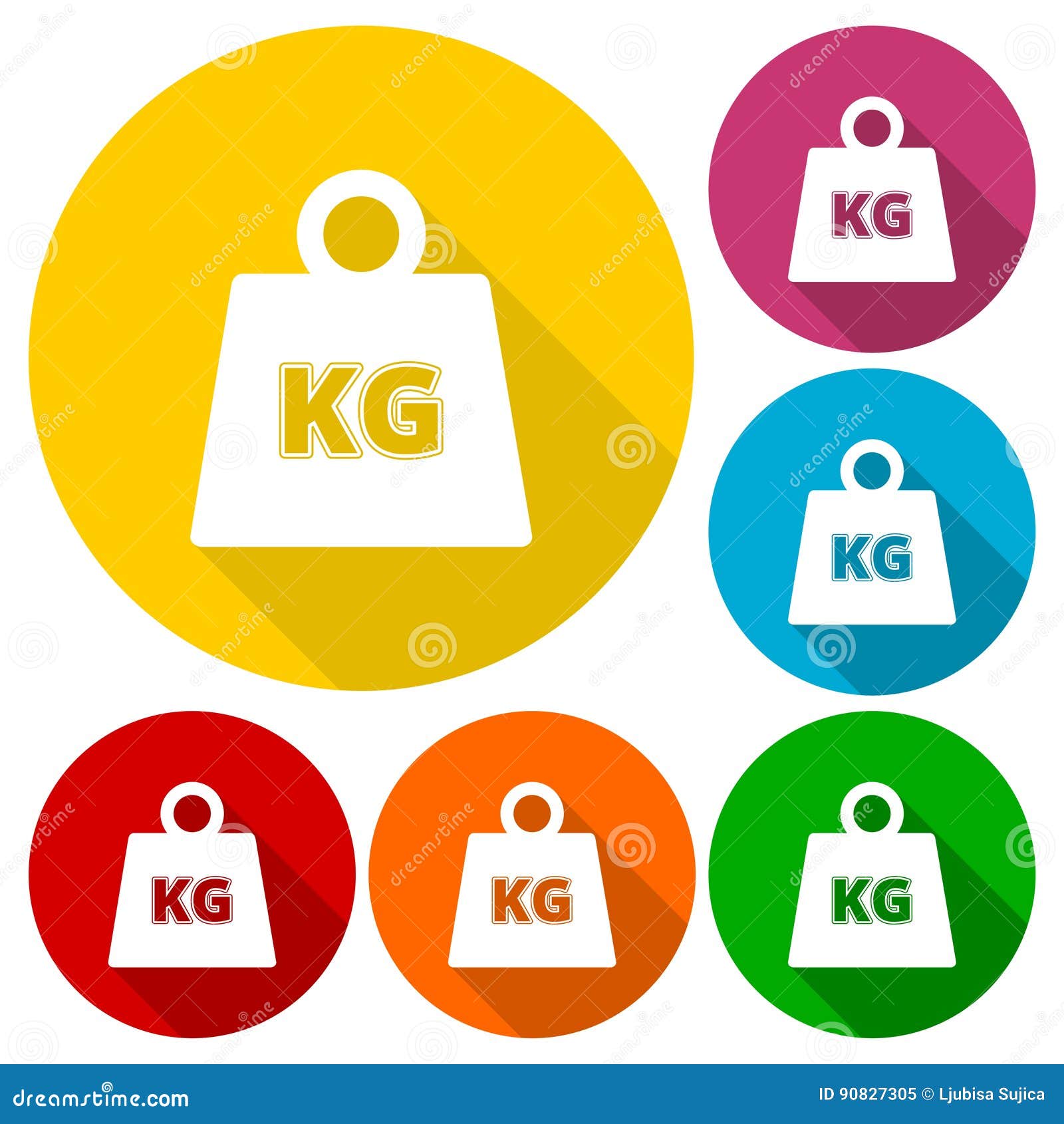 Vector Weight Kilogram Icons Set with Long Shadow Stock Vector ...