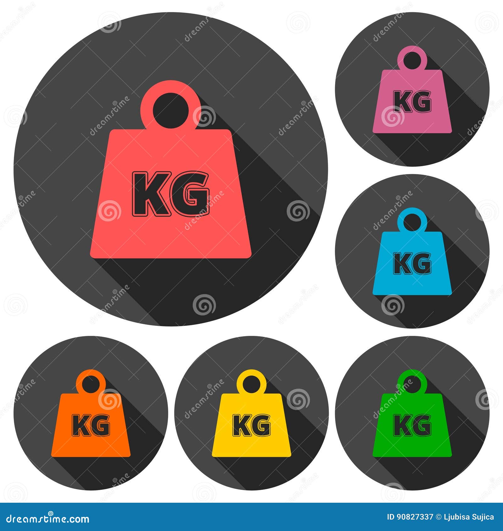 Vector Weight Kilogram Icons Set with Long Shadow Stock Vector ...