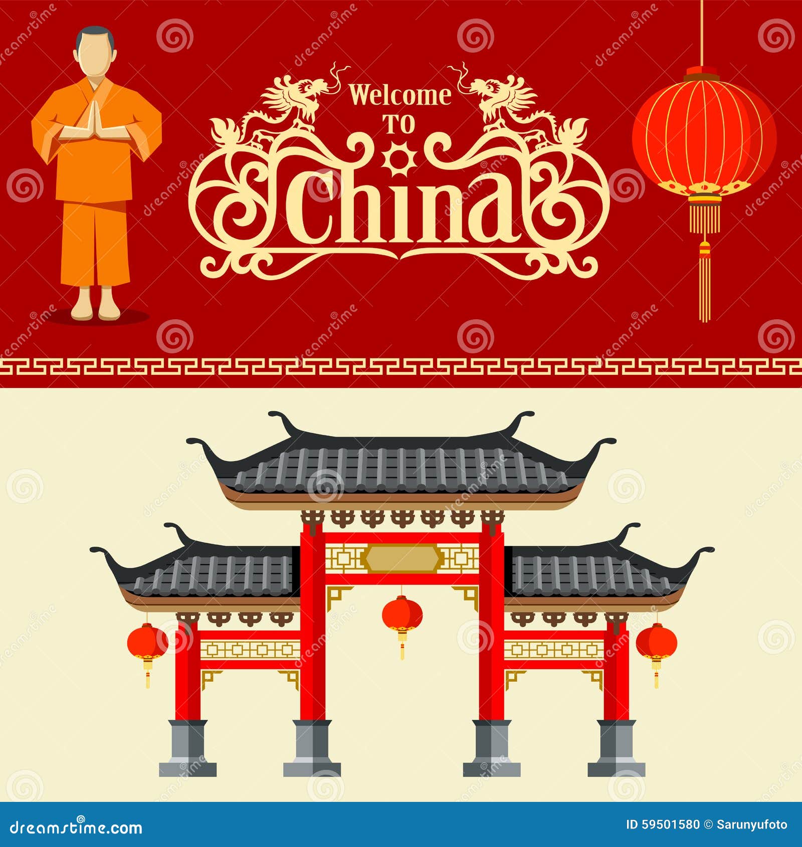 Vector Welcome To China Travel Design Stock Vector - Illustration of ...
