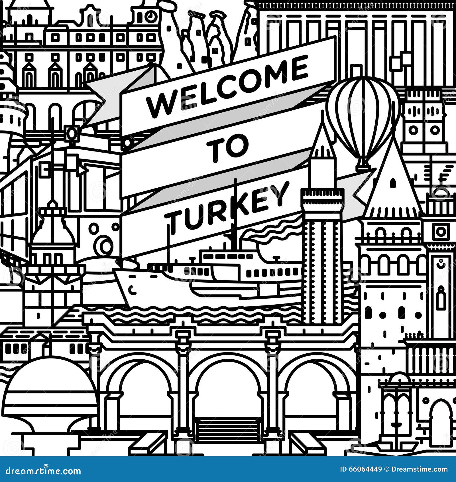 Vector Welcome To Turkey Travel Poster Stock Vector - Illustration of ...