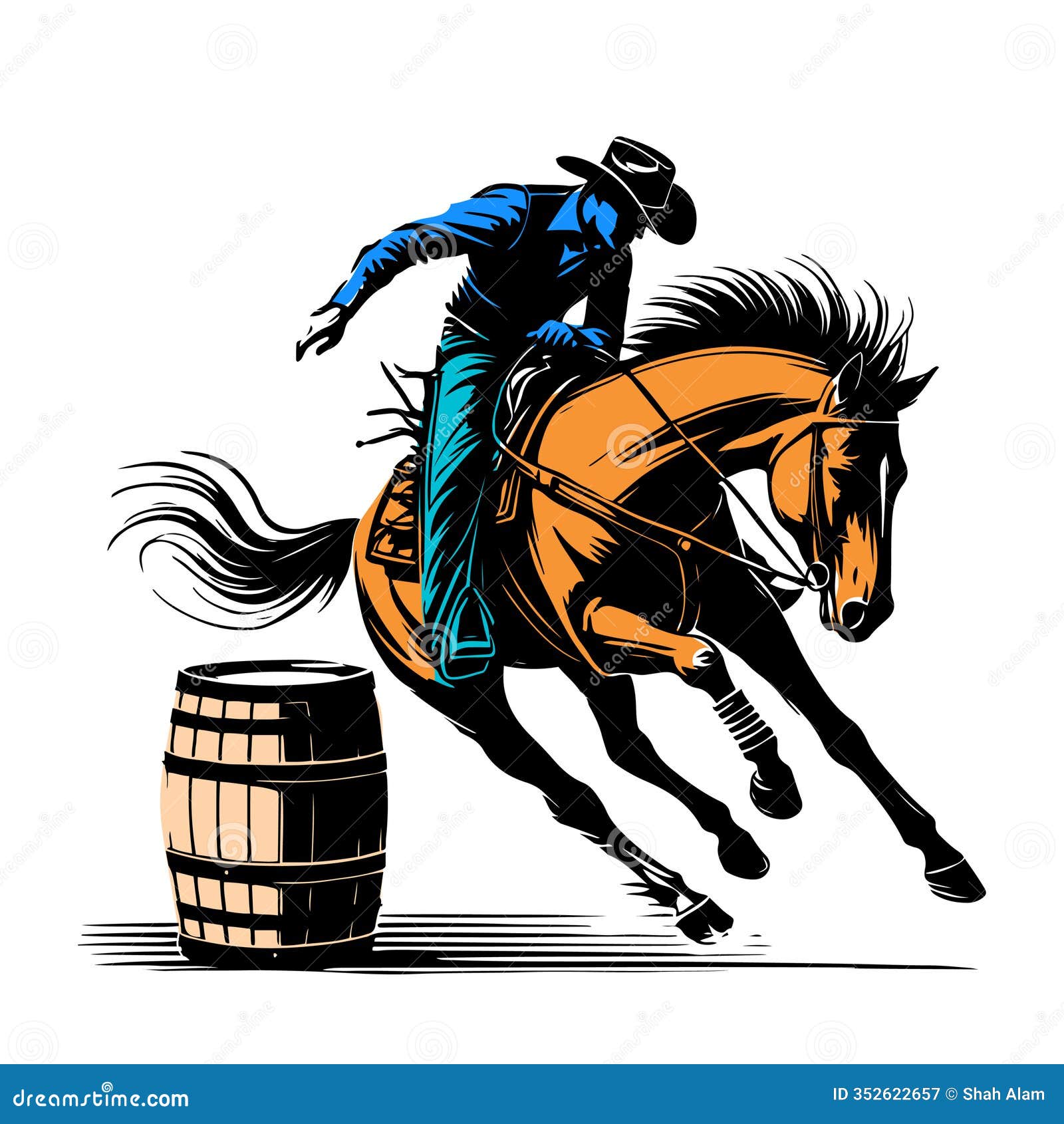 Vector Western Cowboy Barrel Racing Competition Stock Illustration ...