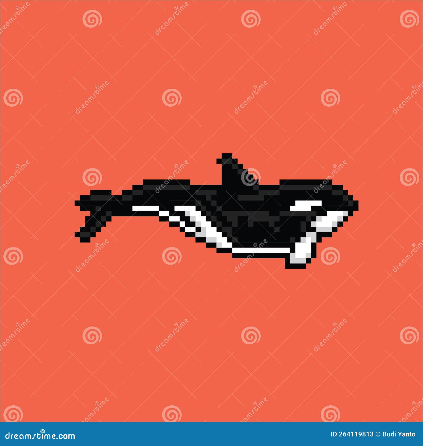 Vector Whale in Pixel Art Style Stock Vector - Illustration of vector ...