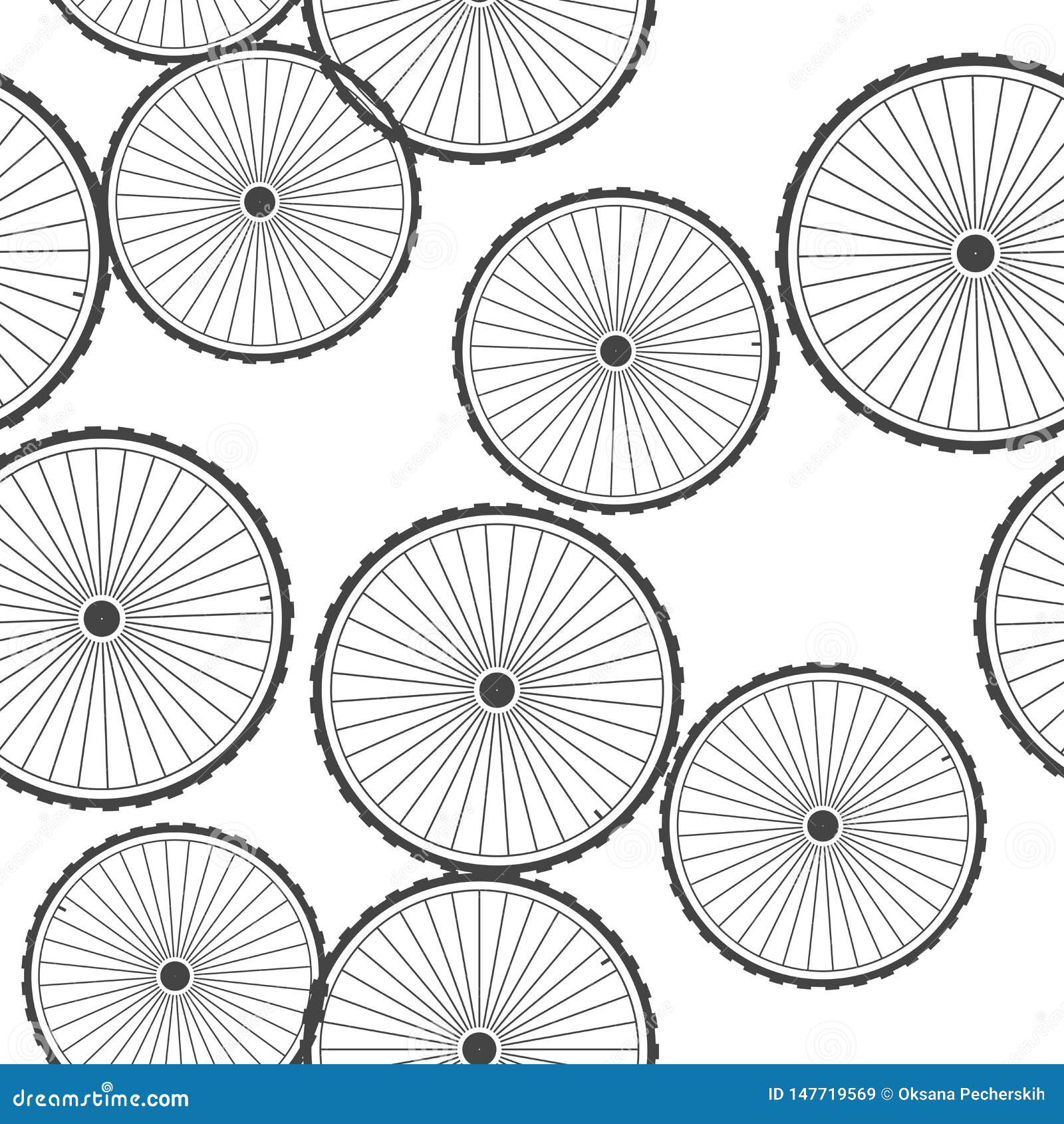 Vector Wheel Icon. Wheel Seamless Pattern on a White Background Stock ...