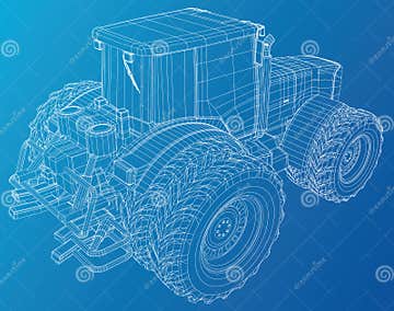 Vector Wheeled Tractor. Tracing Illustration of 3d Stock Vector ...
