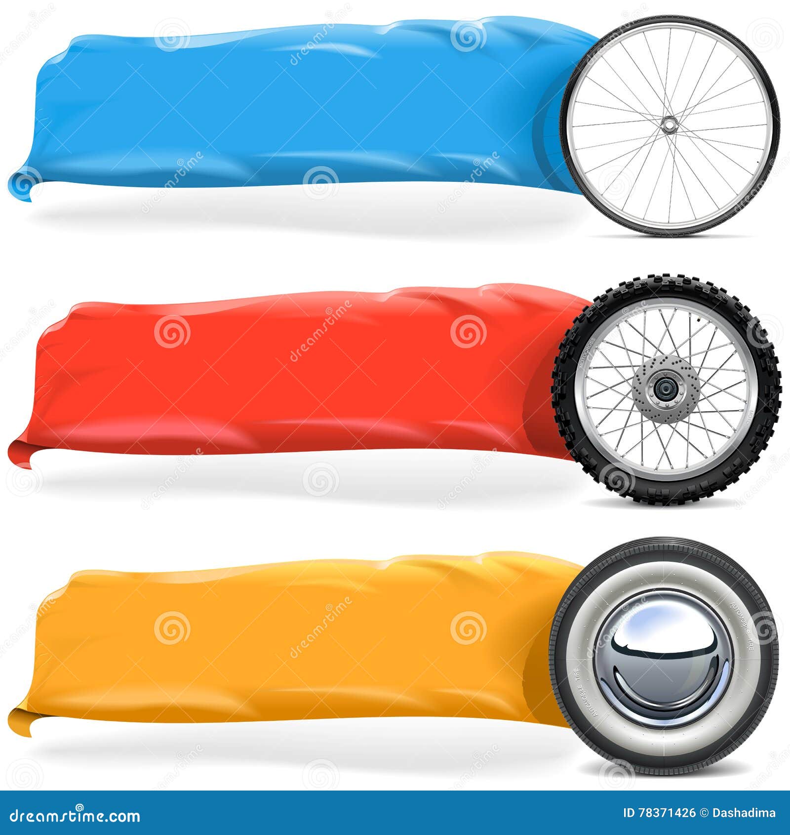 Vector Wheels with Banner Set 2 Stock Vector - Illustration of motion ...