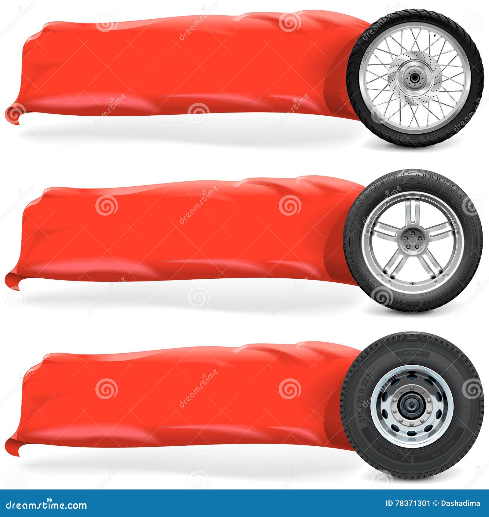 Vector Wheels with Banner stock vector. Illustration of transport ...