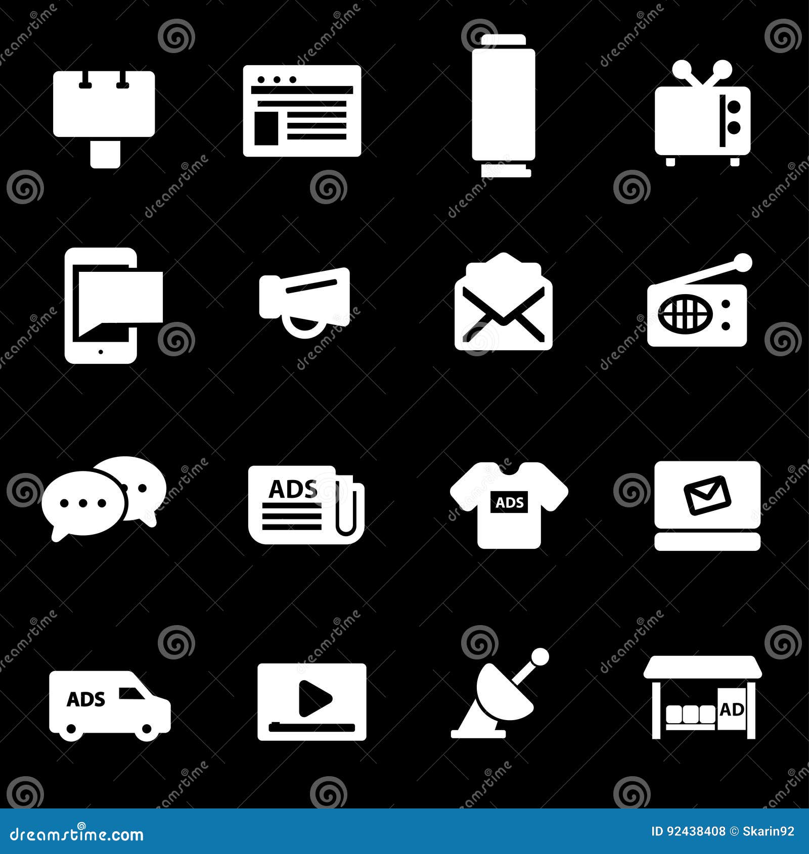Vector White Advertisement Icons Set Stock Illustration - Illustration ...