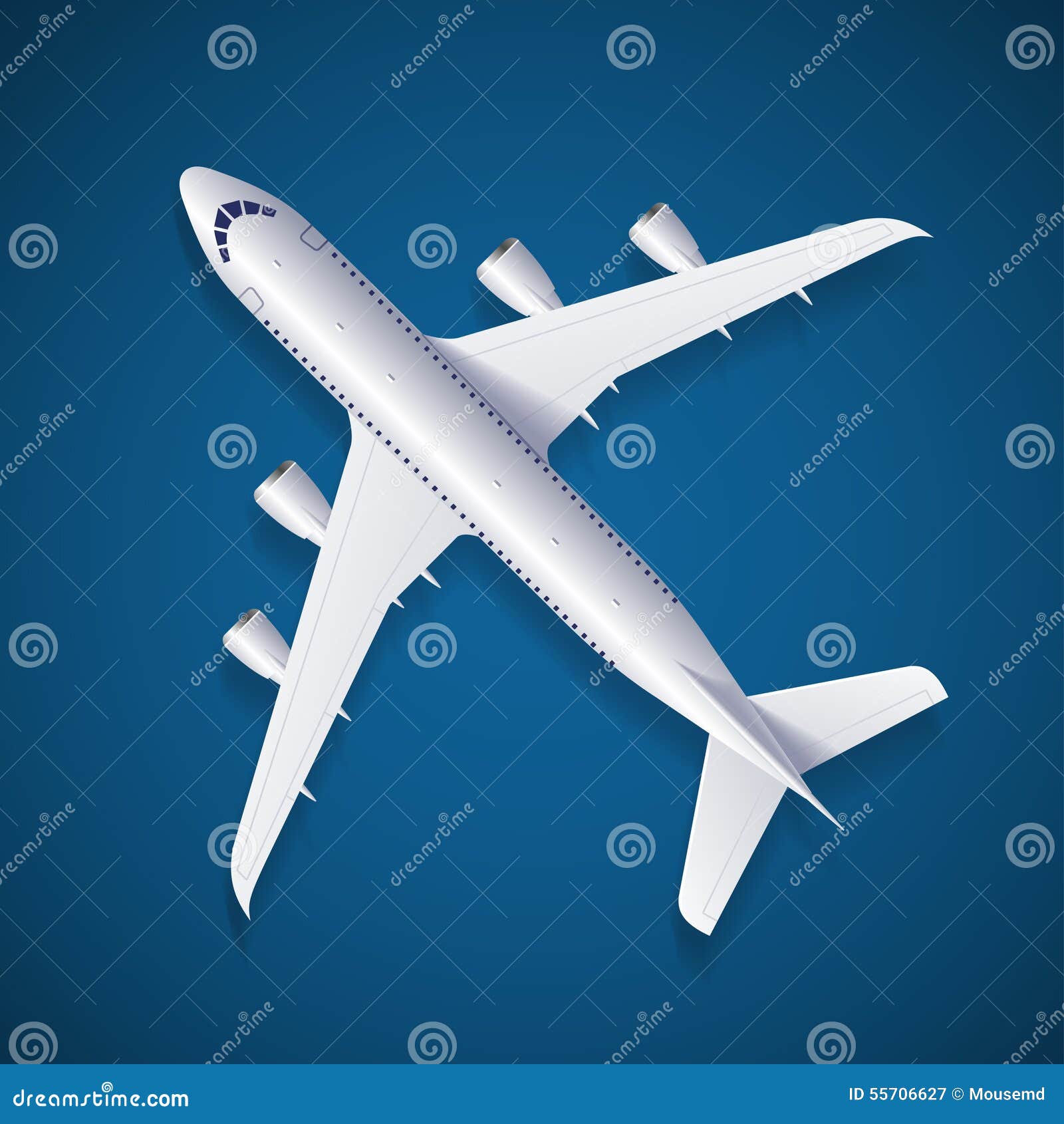 White Jet Airplane At Navy Blue Background Vector Illustration ...