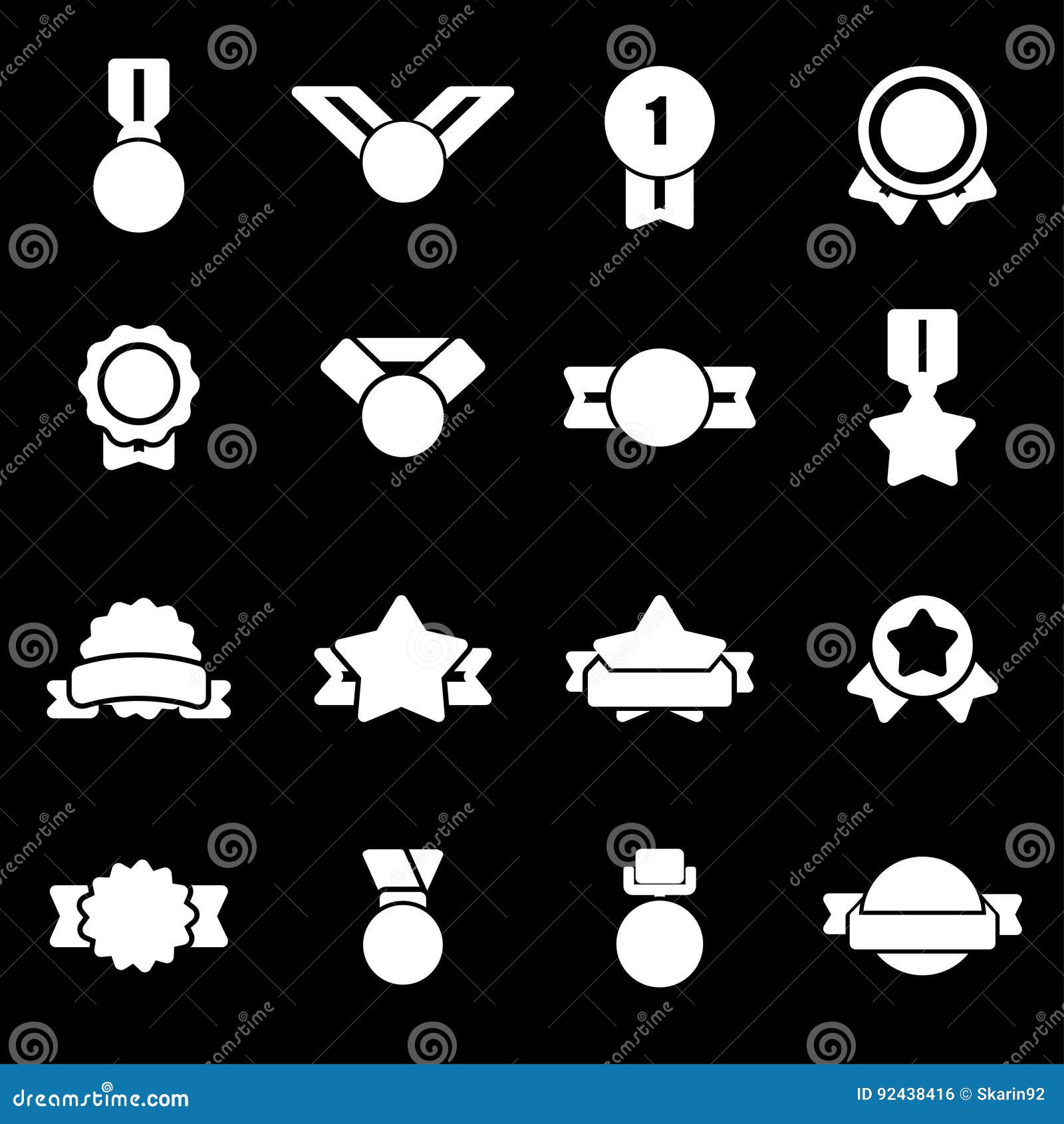 Vector White Award Medal Icons Set Stock Illustration - Illustration of ...