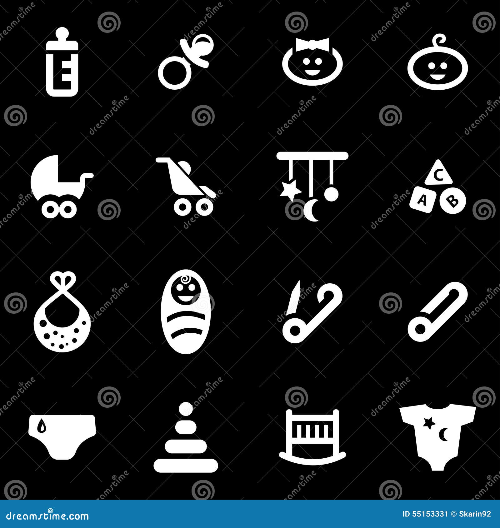 Vector white baby icon set stock vector. Illustration of vector - 55153331
