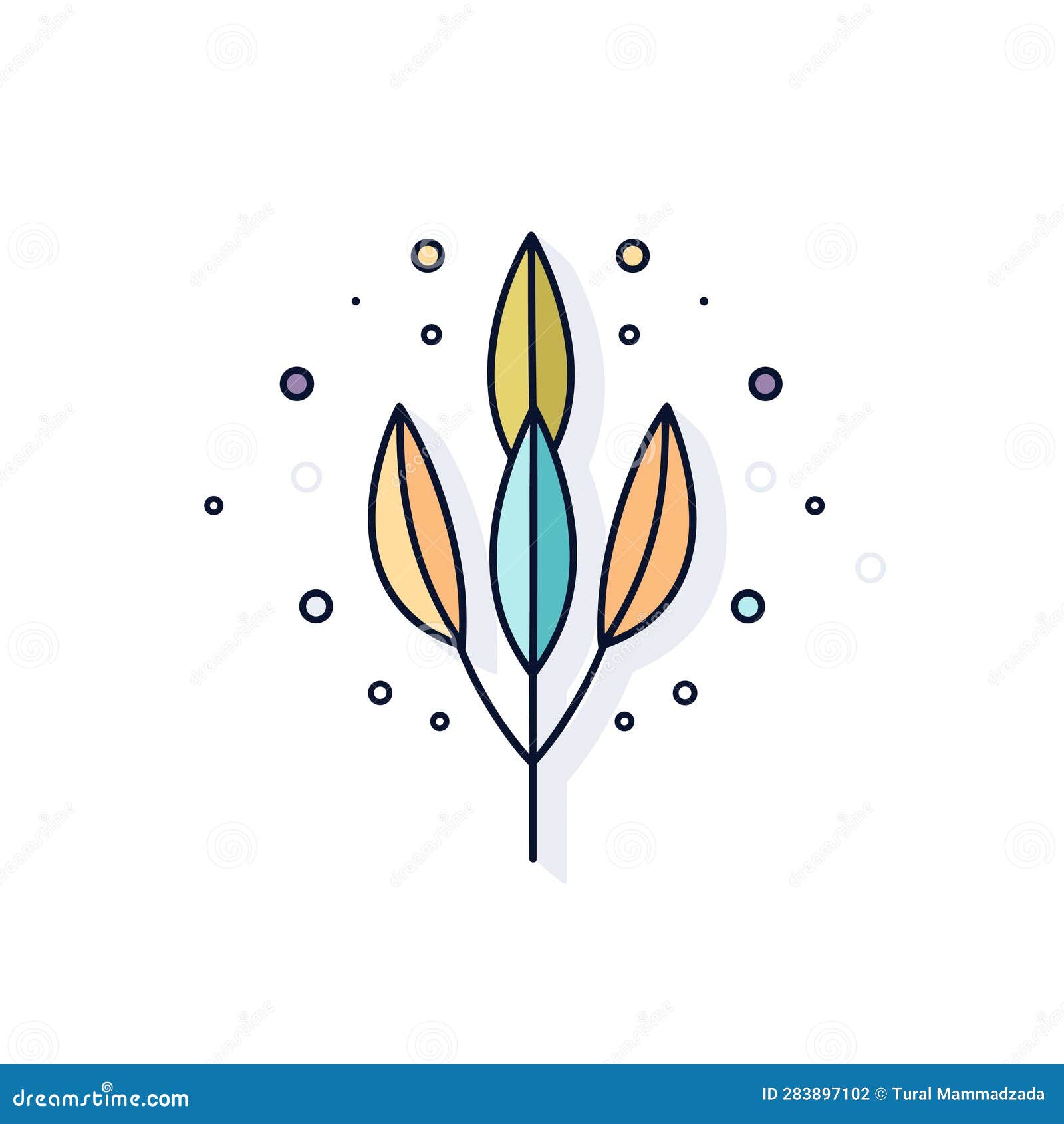 Vector of a White Background with a Vibrant Flower Surrounded by Leaves ...